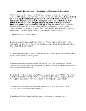 Lee Assignment Module 4 (Lecture) Plant Biology - Assignment Module 4 ...