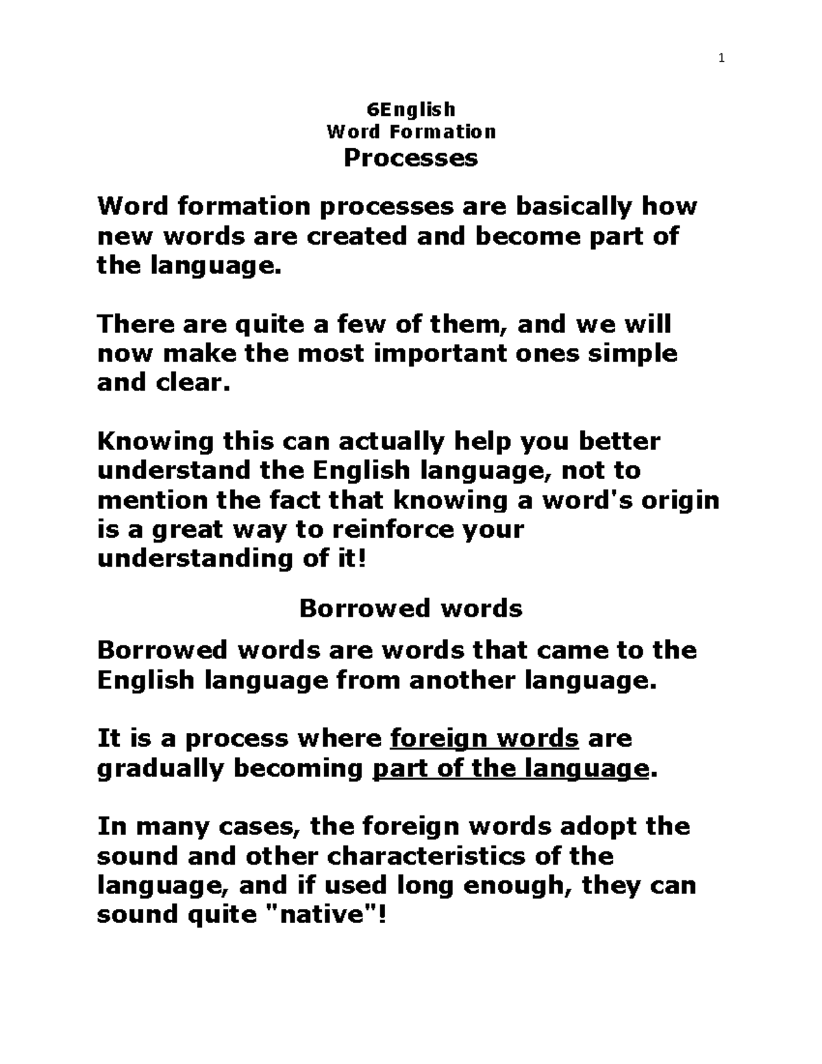 WORD- Formation-in-Ebglish - 6English Word Formation Processes Word ...