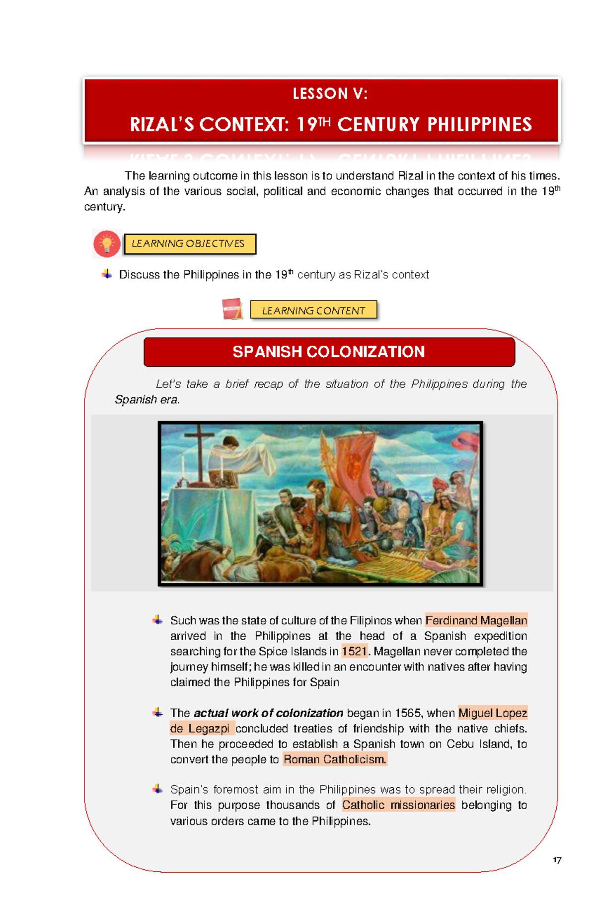 Module FOR Lesson V week 6 - The learning outcome in this lesson is to understand Rizal in the ...