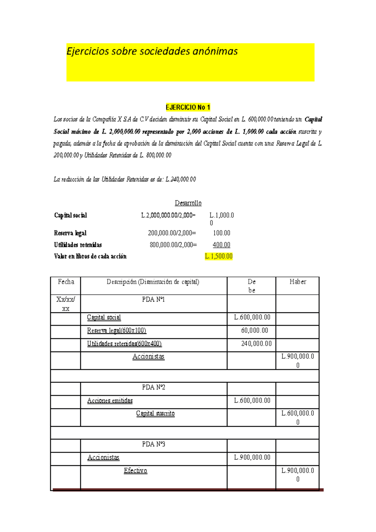 Actividad 7 Contabilidad 3 EJERCICIO No 1 Los Socios De La Compa a X