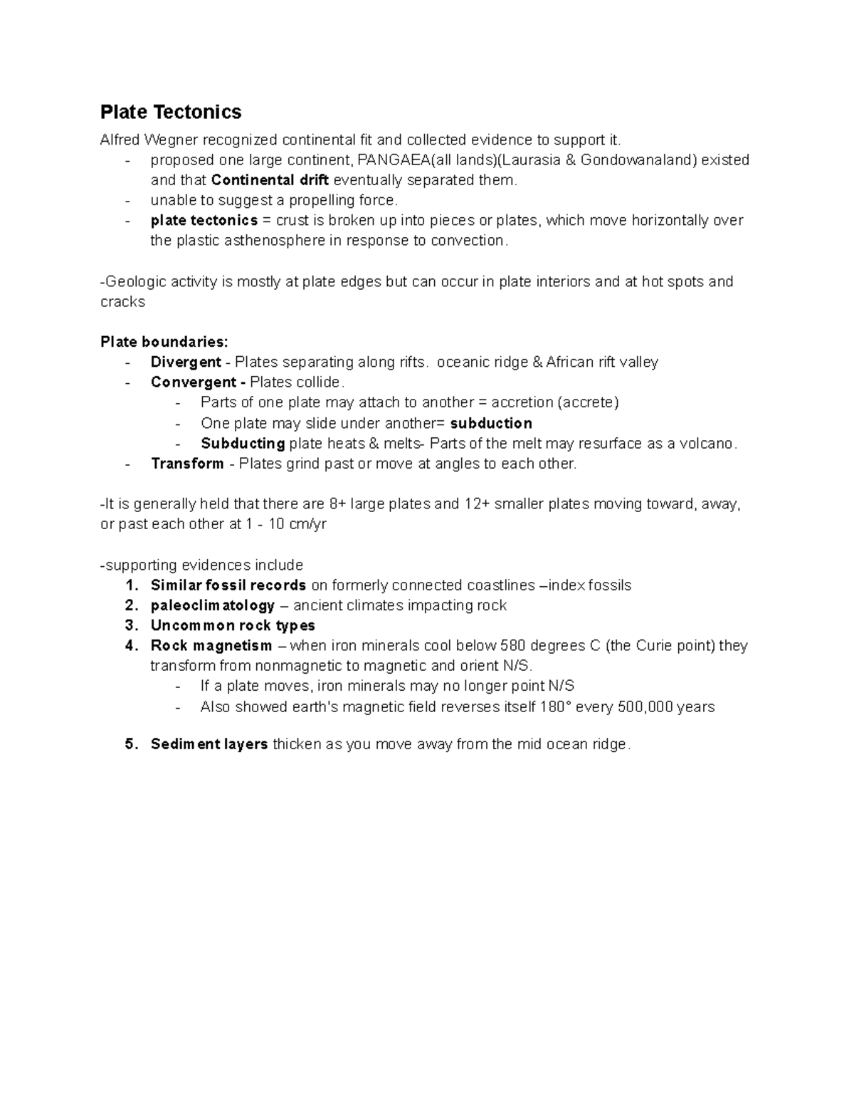 3. Plate Tectonics - Lecture notes 5-6 - Plate Tectonics Alfred Wegner ...