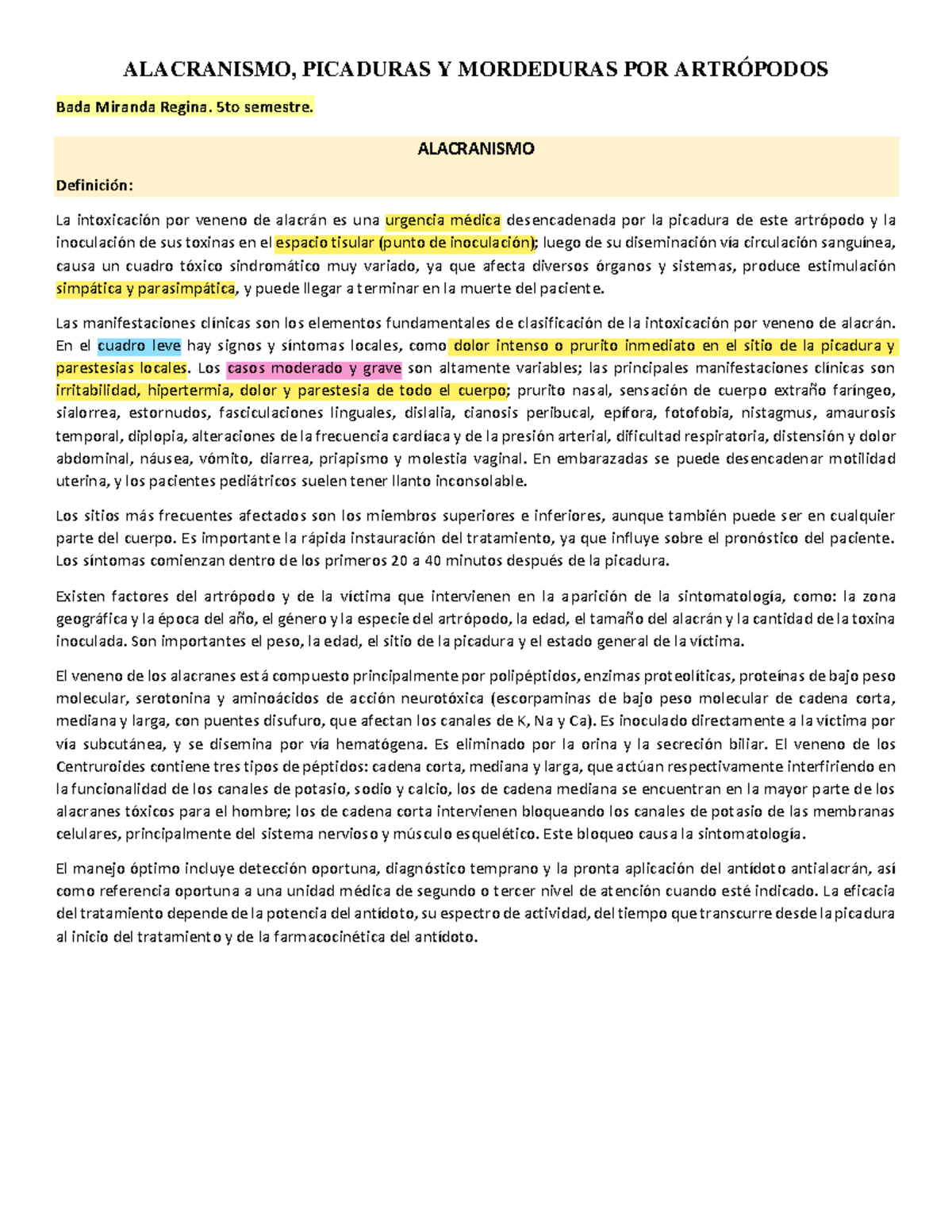 Alacranismo, picaduras y mordeduras por artrópodos - ALACRANISMO ...