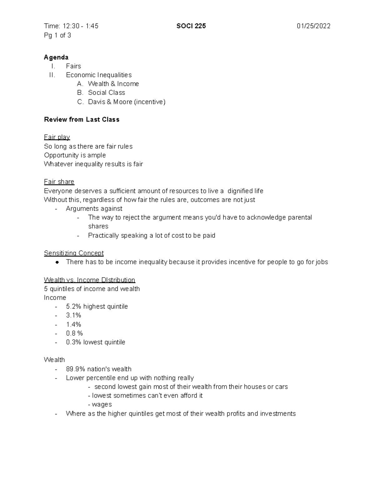 01-25-2022 SOCI225 - sociology social inequality - Time: 12:30 - 1:45 ...