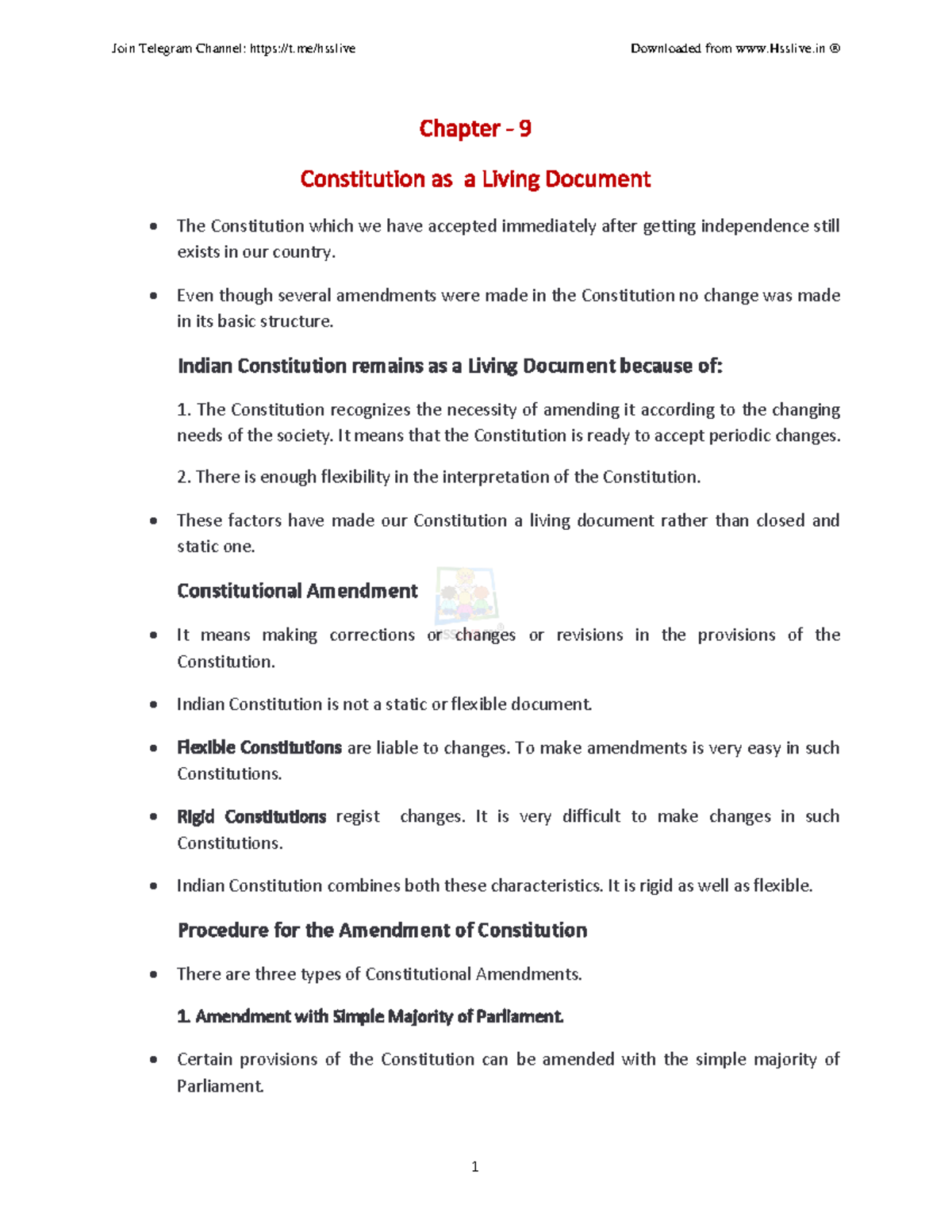 Hsslive xi politics chapter 9 joby john - C h a p t e r - 9 C o n s t i ...