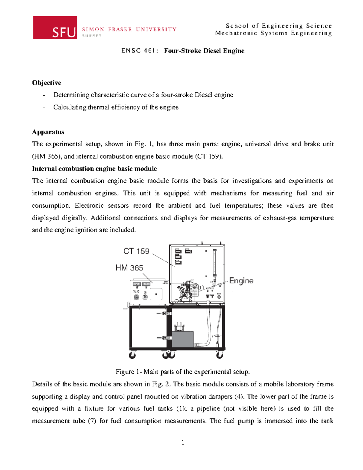 Four-Stroke Diesel Engine - 1, has three main parts: engine, universal ...