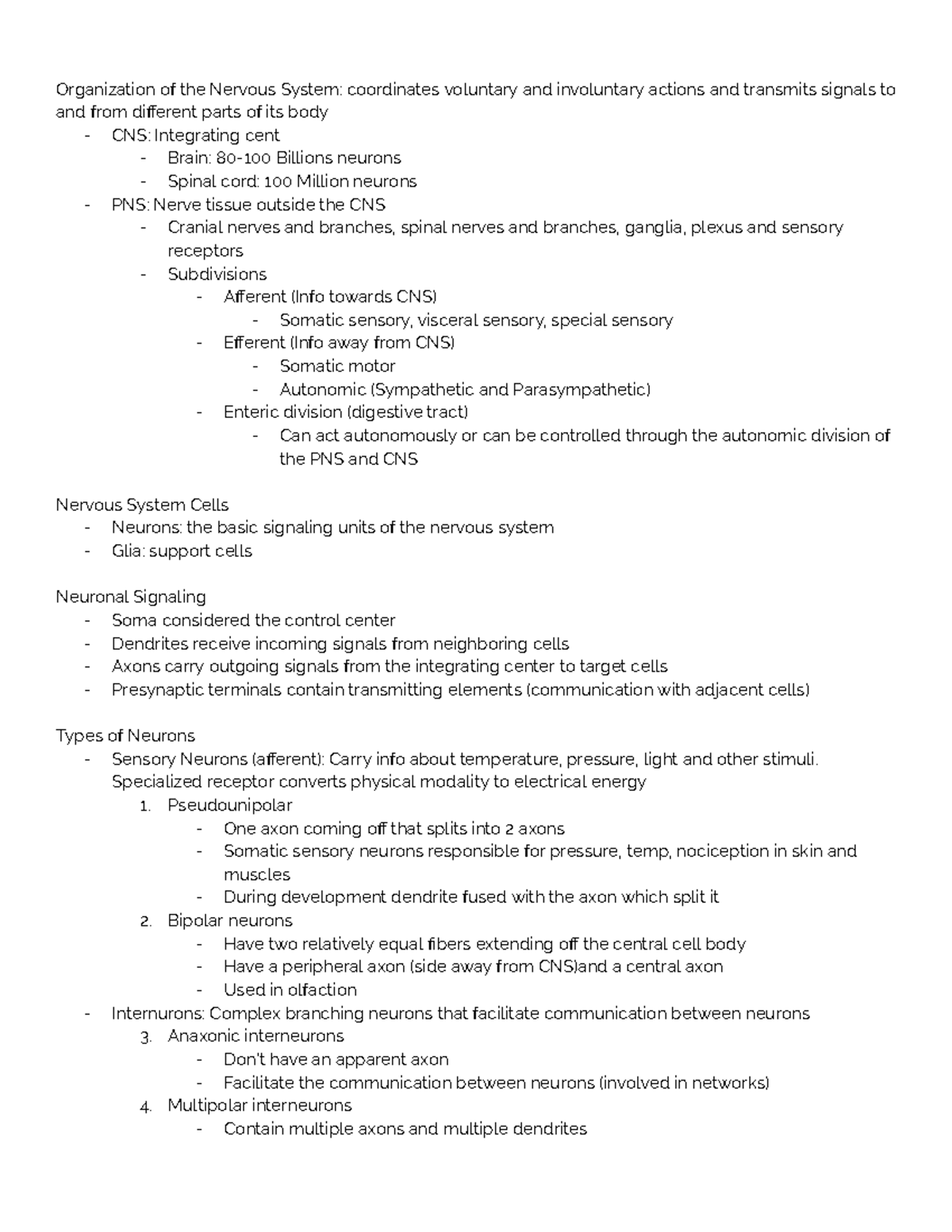 Nervous System - Landon Baillie: BMSC 207 - Organization of the Nervous ...
