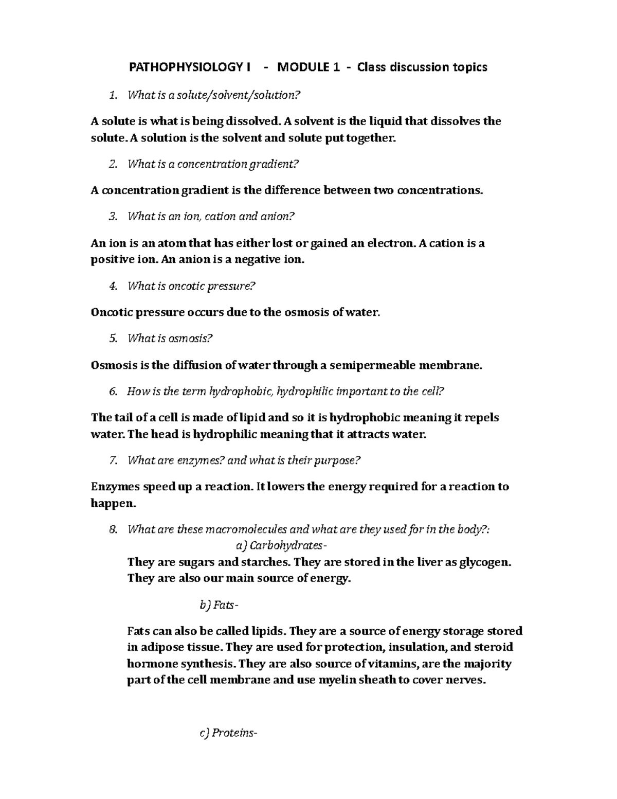Patho I Week 1 Case Studies - PATHOPHYSIOLOGY I - MODULE 1 - Class ...