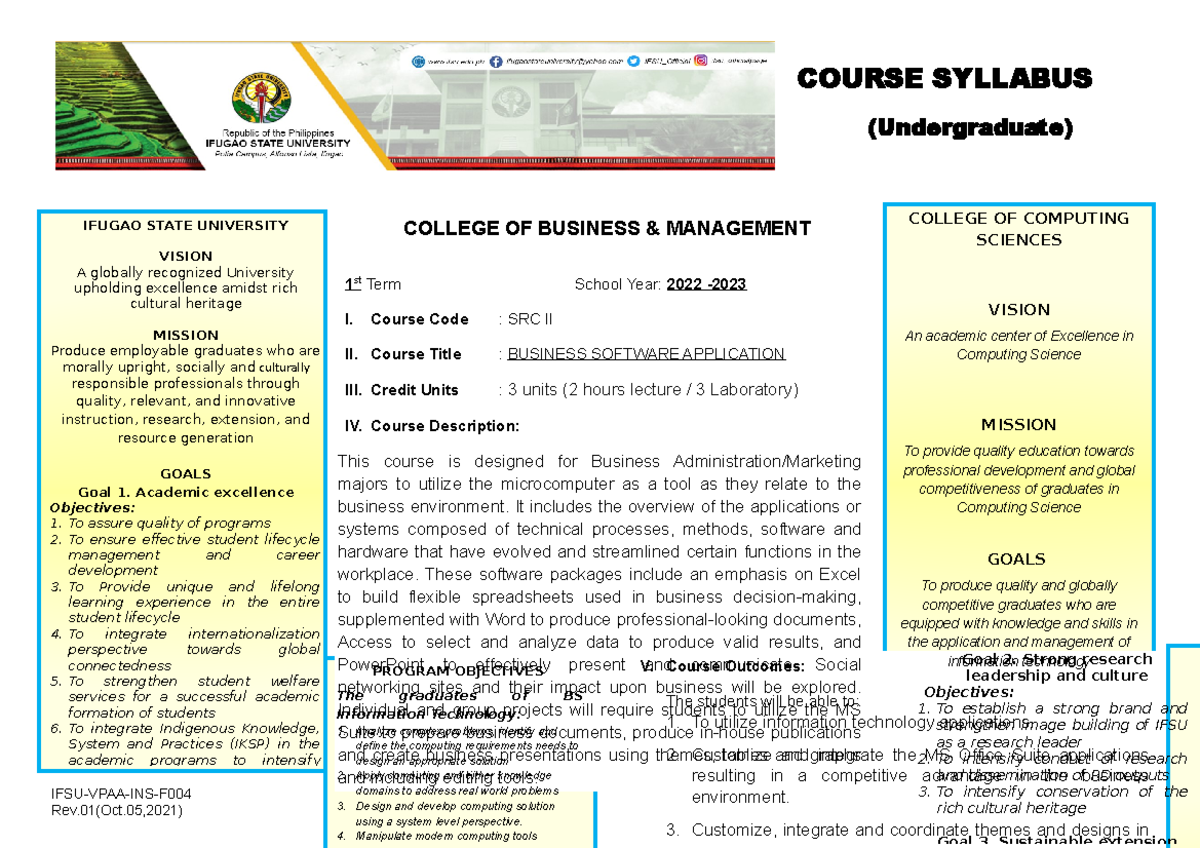 Business Software Application - IFSU-VPAA-INS-F Rev(Oct,2021) COURSE ...