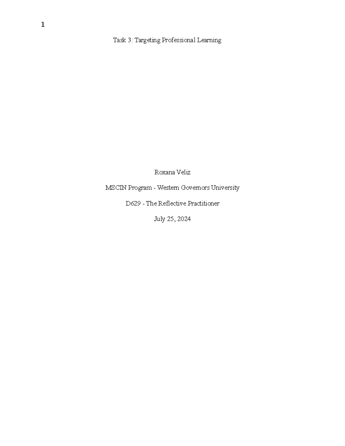 D629 Task 3 - D629 - passed - Task 3: Targeting Professional Learning ...