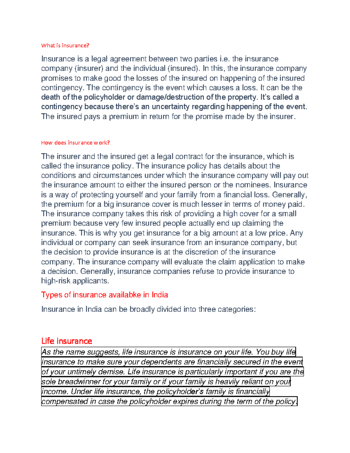 Studocu 2 - insurance and types of insurance - What is insurance ...