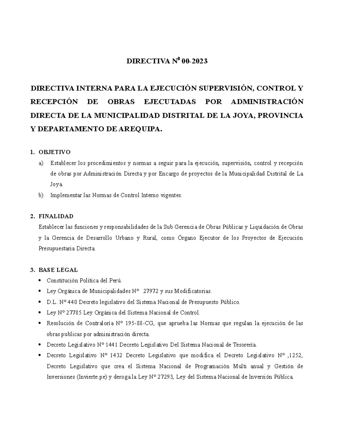 Dtva ad - para apoyo como guia de estudio - DIRECTIVA N 0 00- DIRECTIVA ...