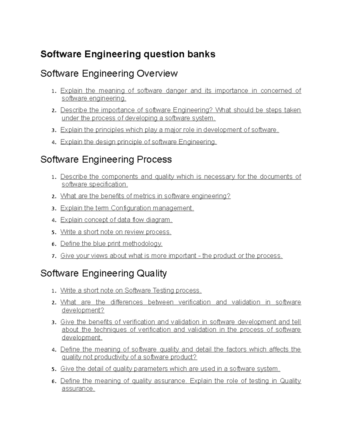 These selected questions are prepared from - Software Engineering ...