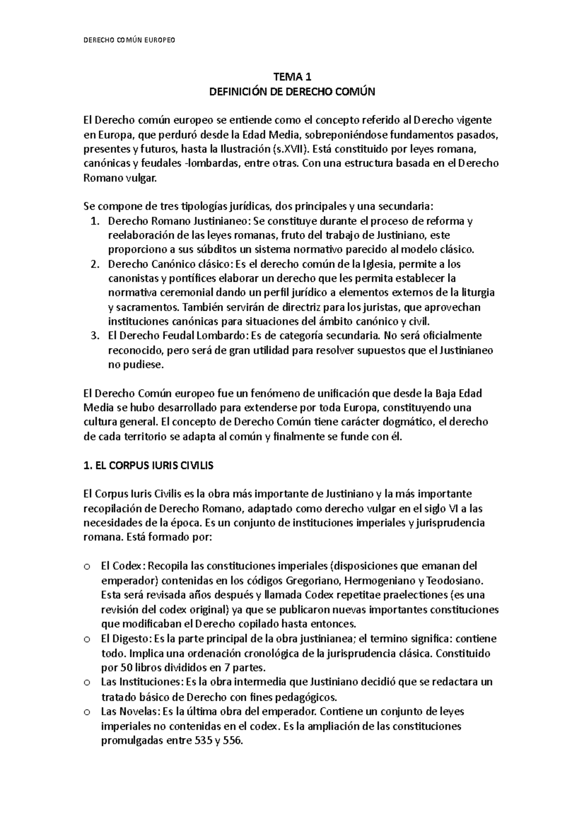 TEMA 1 - profesor Alberto panizo - DERECHO COMÚN EUROPEO TEMA 1 ...