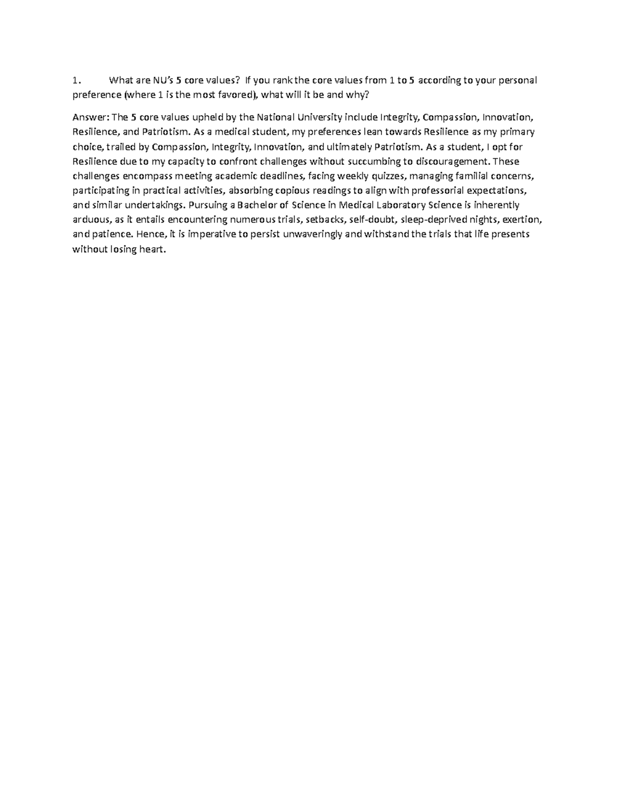 4ACTIVITY INFORMATION TECHNOLOGY - What are NU’s 5 core values? If you ...