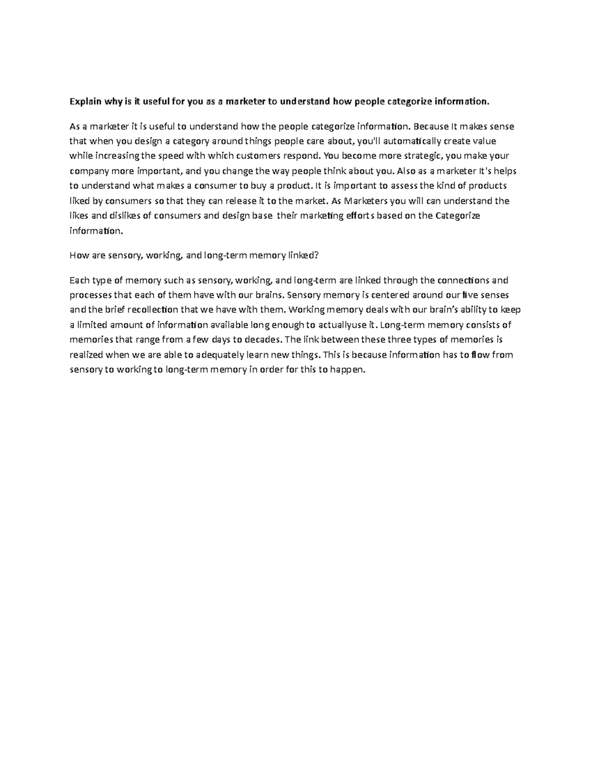 Expla - Assessment - Explain why is it useful for you as a marketer to ...