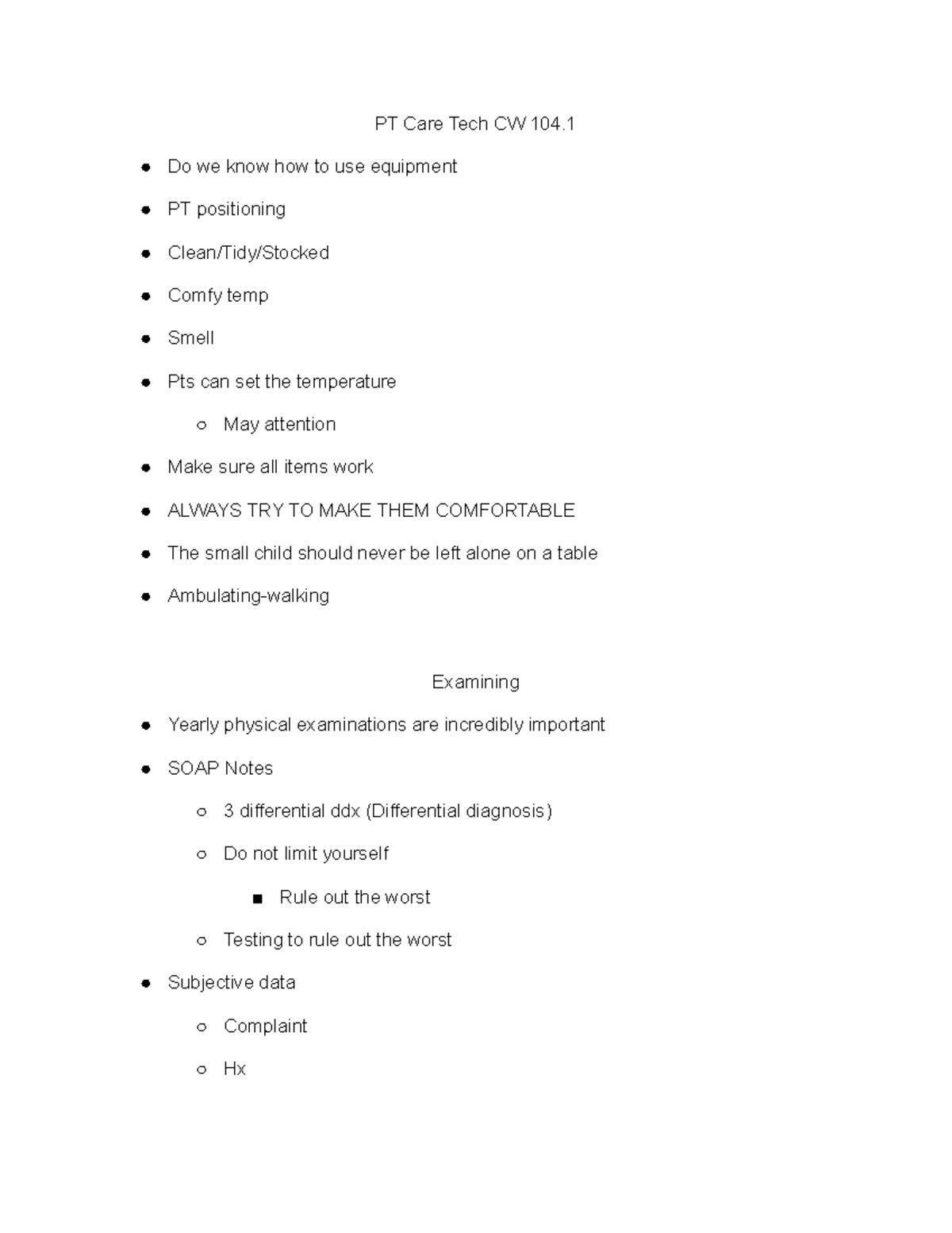 PT Care Tech CW 104 - notes over 104 on kaduceus - PT Care Tech CW 104 ...