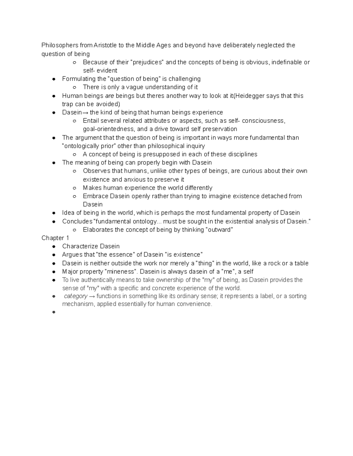 Being and Time 1-3 - PROFESSOR GUAY - Philosophers from Aristotle to the Middle Ages and beyond ...