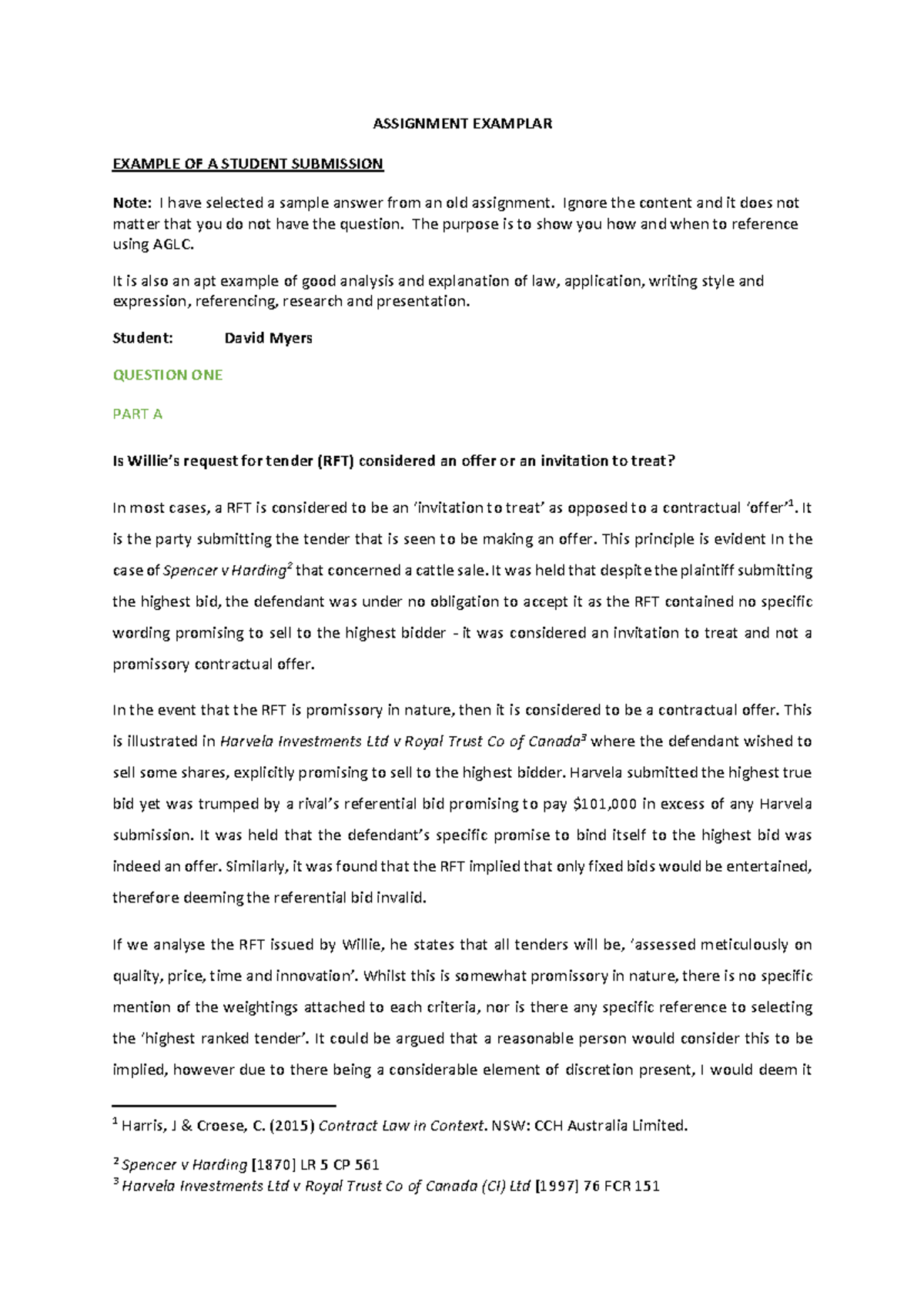 Assignment Examplar - ASSIGNMENT EXAMPLAR EXAMPLE OF A STUDENT ...