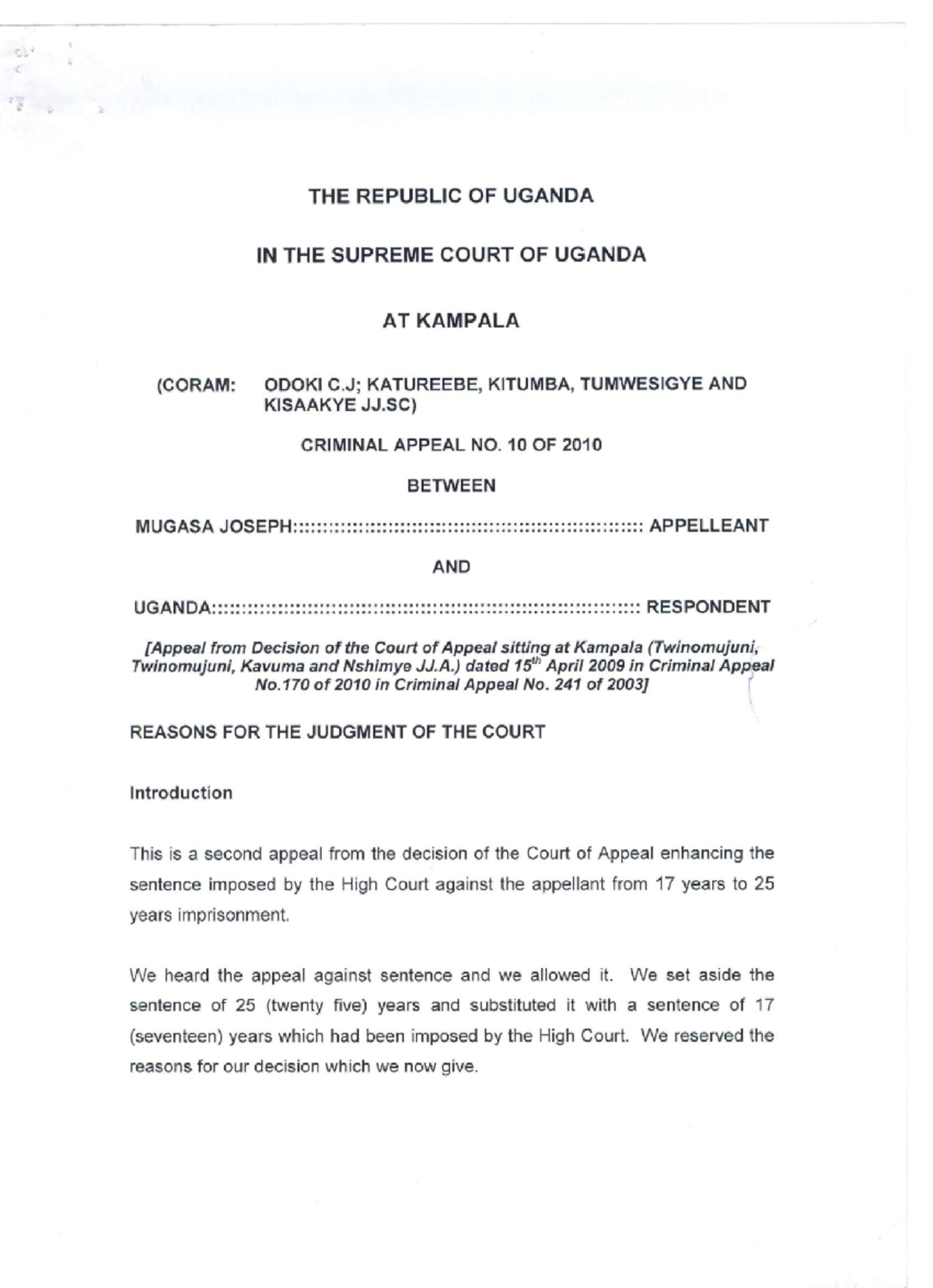 2013-ugsc-16 0 - Case - BACHELOR OF LAW - Studocu