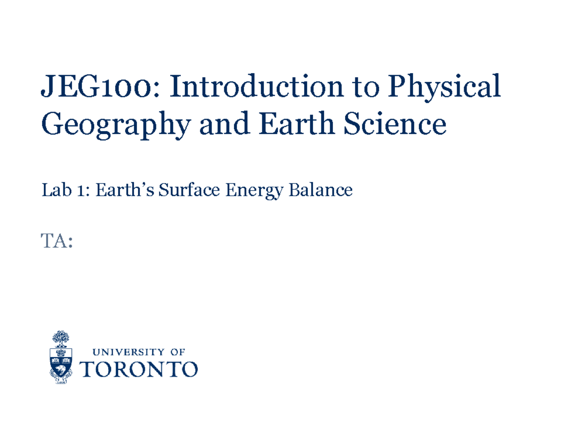 Introduction to Physical Geography Practical - JEG100: Introduction to ...