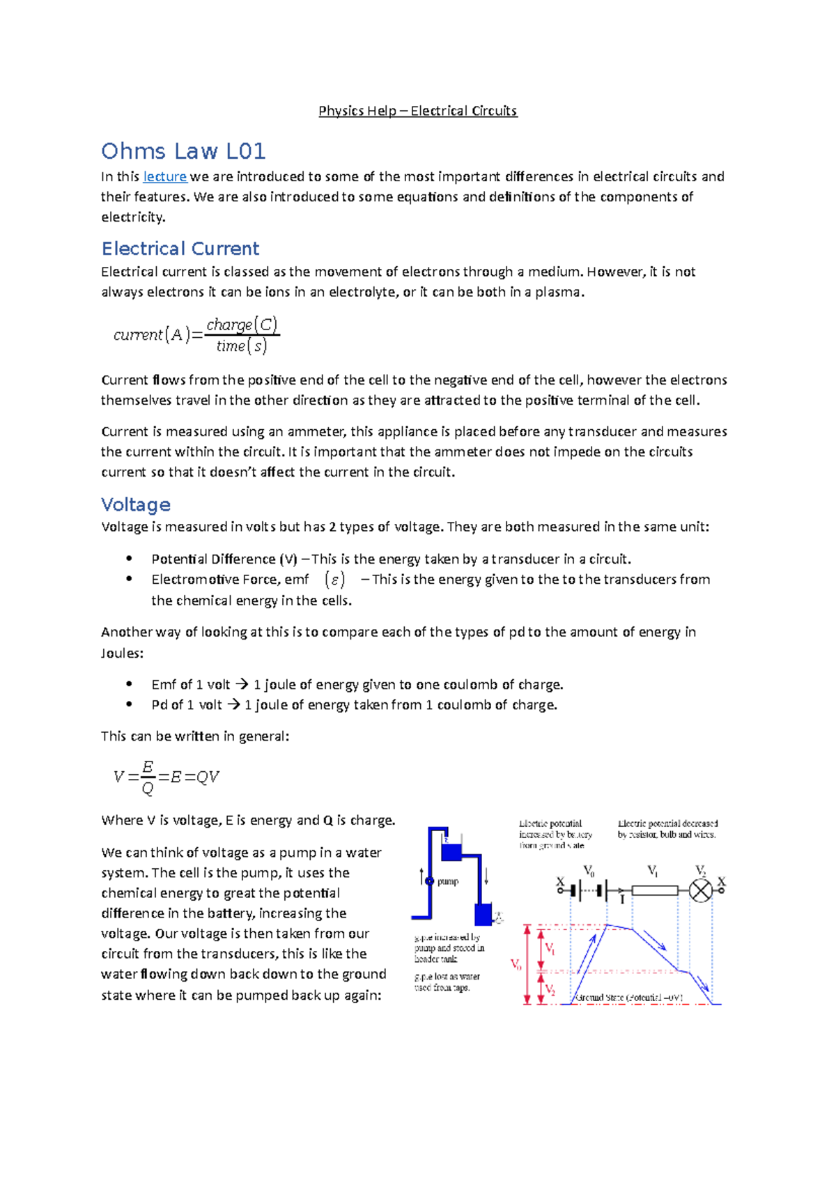 Physics Help - Electrical Circuits - Physics Help – Electrical Circuits ...