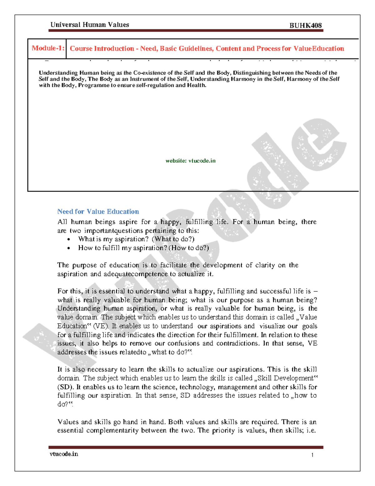 @vtucode - Useful for Exam - Self-Exploration–what is it? - Its content and process; „Natural ...