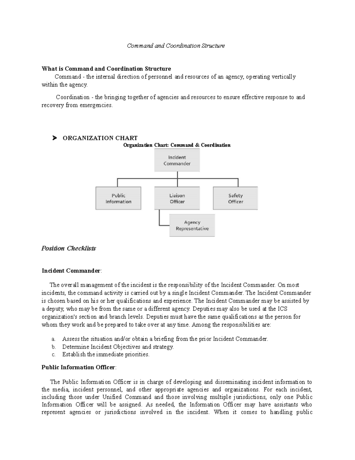 Command and Coordination Structure - Coordination - the bringing ...