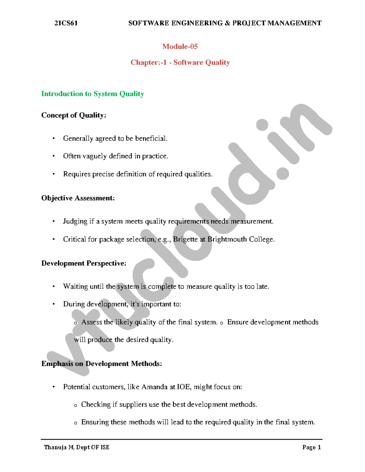 Module 5-SEPM - notes - Module- Chapter:-1 - Software Quality ...