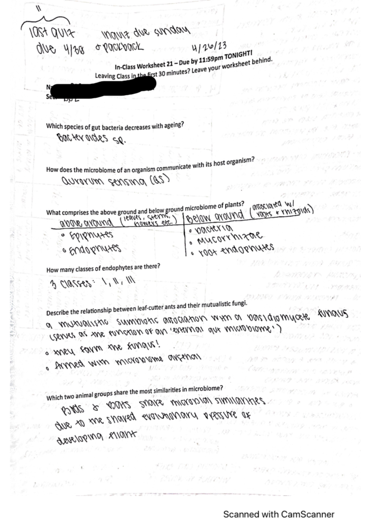 Bio 205 Module 3 Worksheet