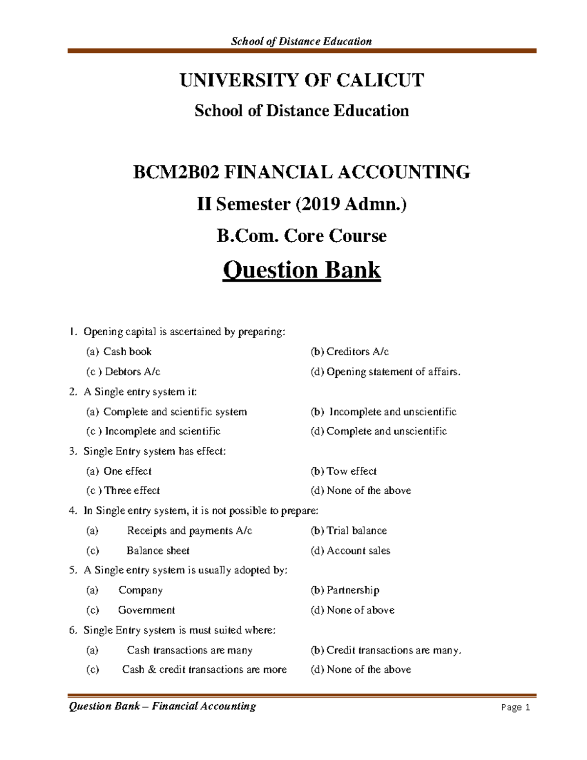 MCQ-II Sem Financial Accounting - UNIVERSITY OF CALICUT School of ...