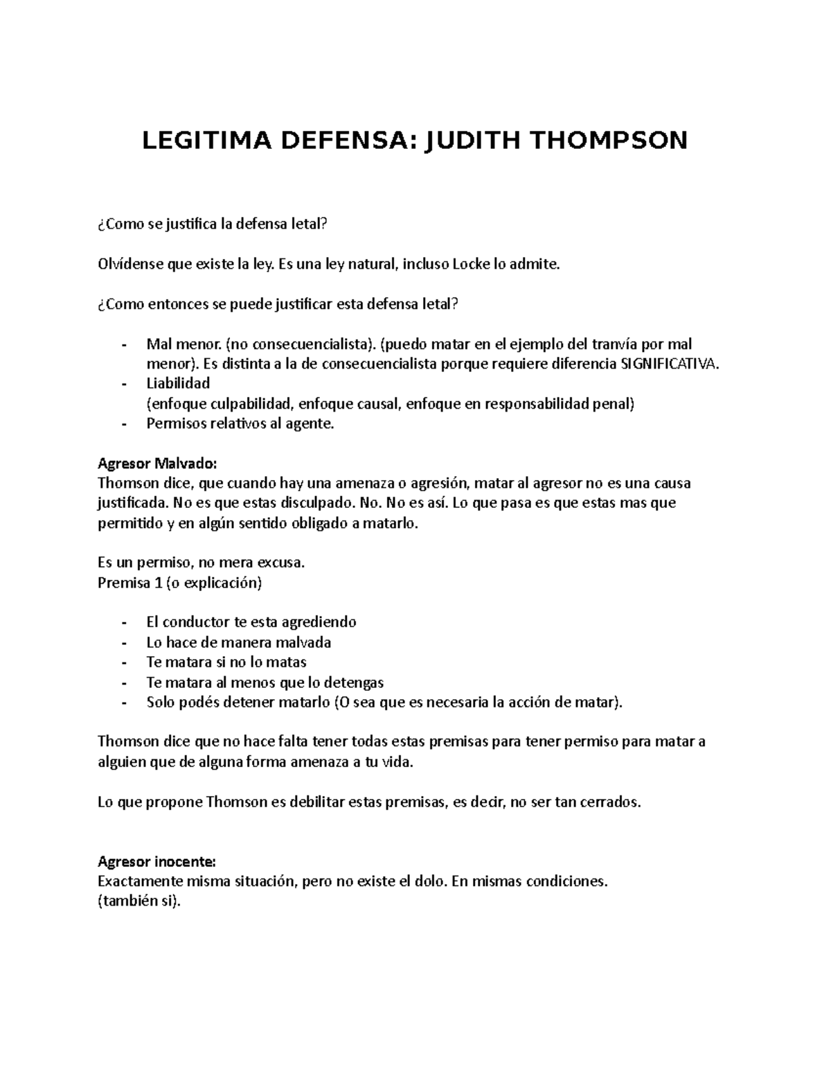 Legitima Defensa - LEGITIMA DEFENSA: JUDITH THOMPSON ¿Como se justifica ...