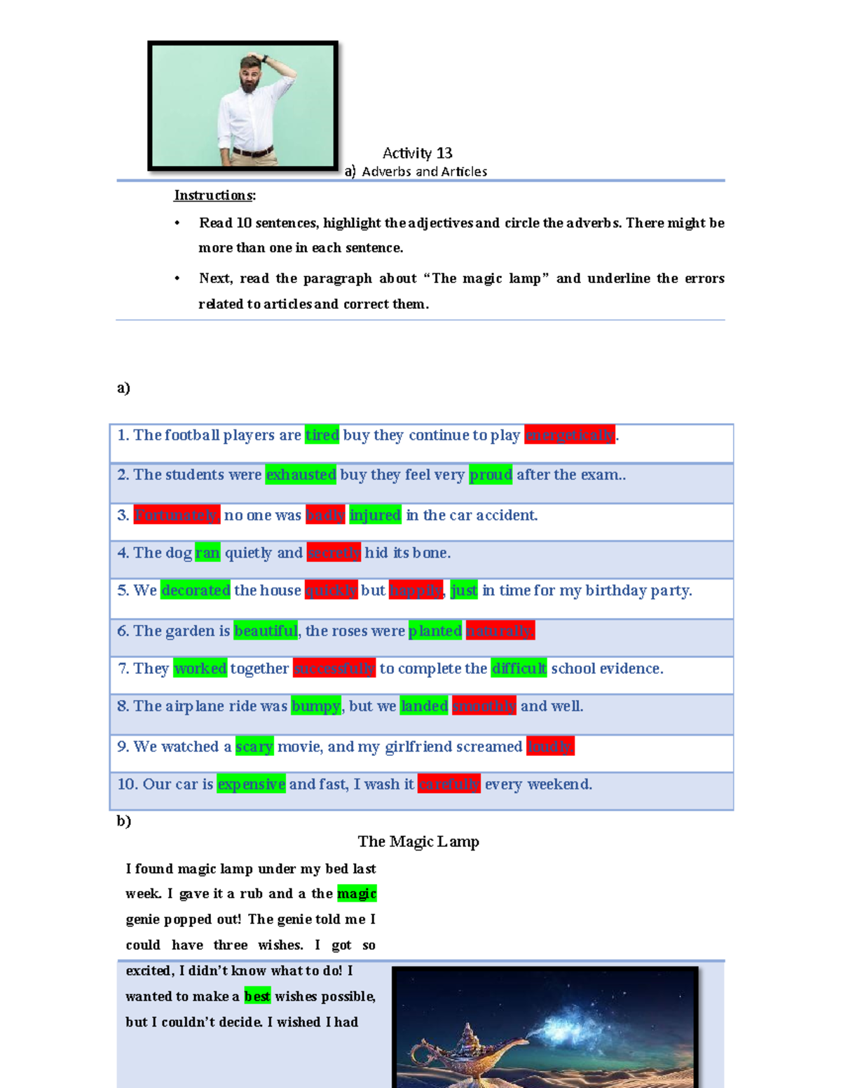 -1881989628 Activity 13 format - Instructions: • Read 10 sentences ...