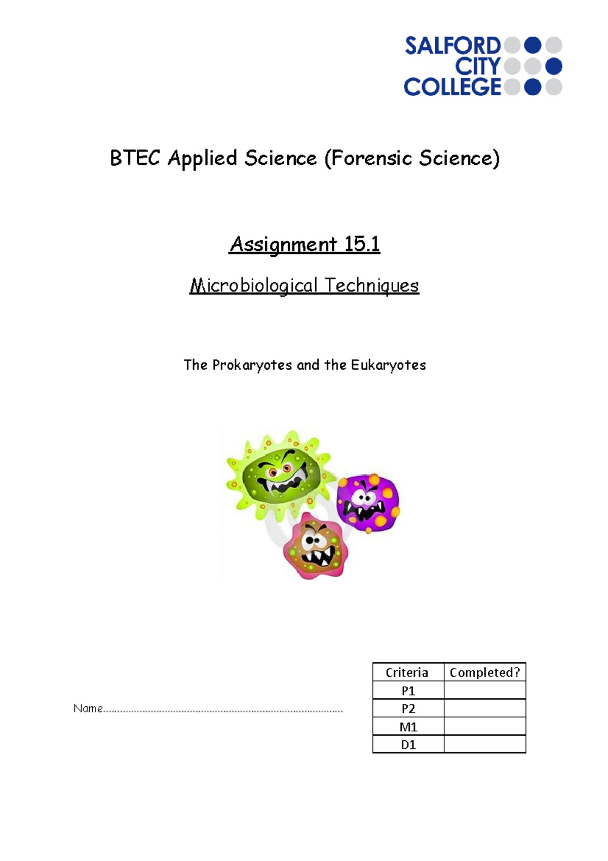 15.1 booklet - BTEC Applied Science (Forensic Science) Assignment 15 ...