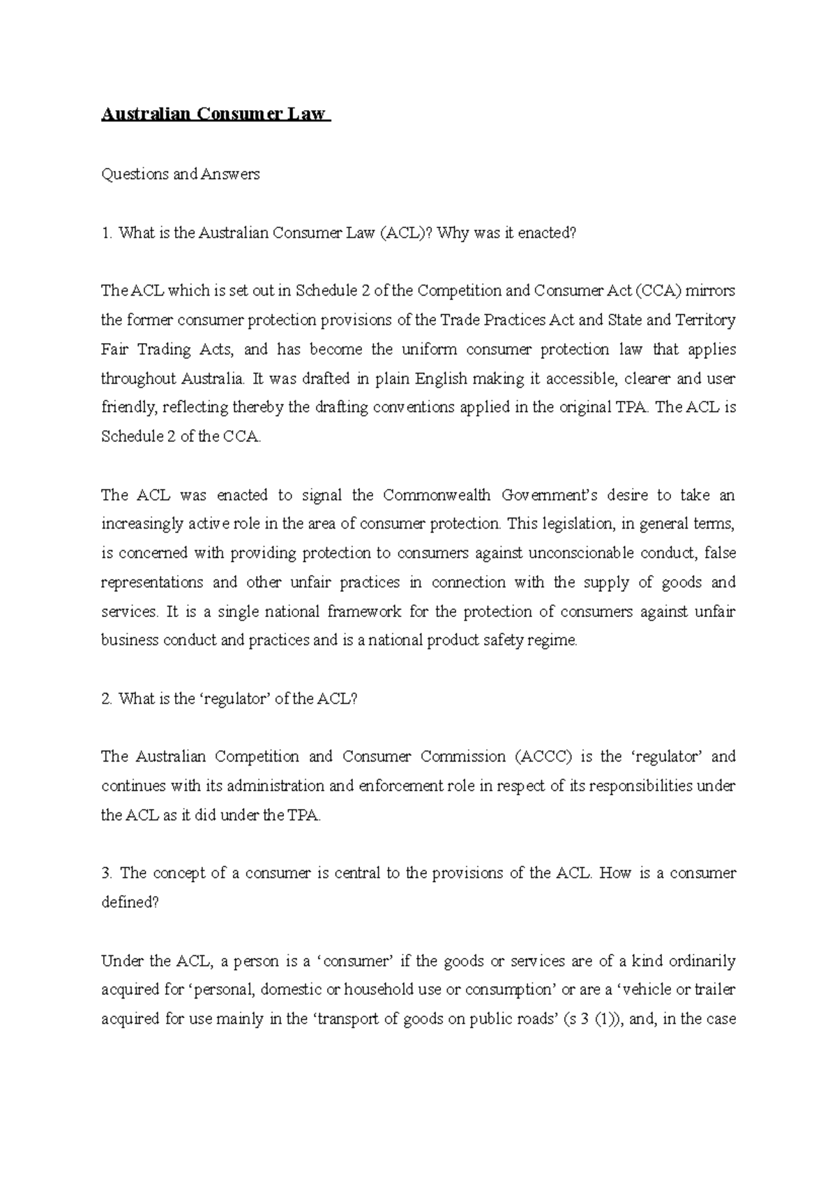 Australian Consumer Law - It was drafted in plain English making it ...