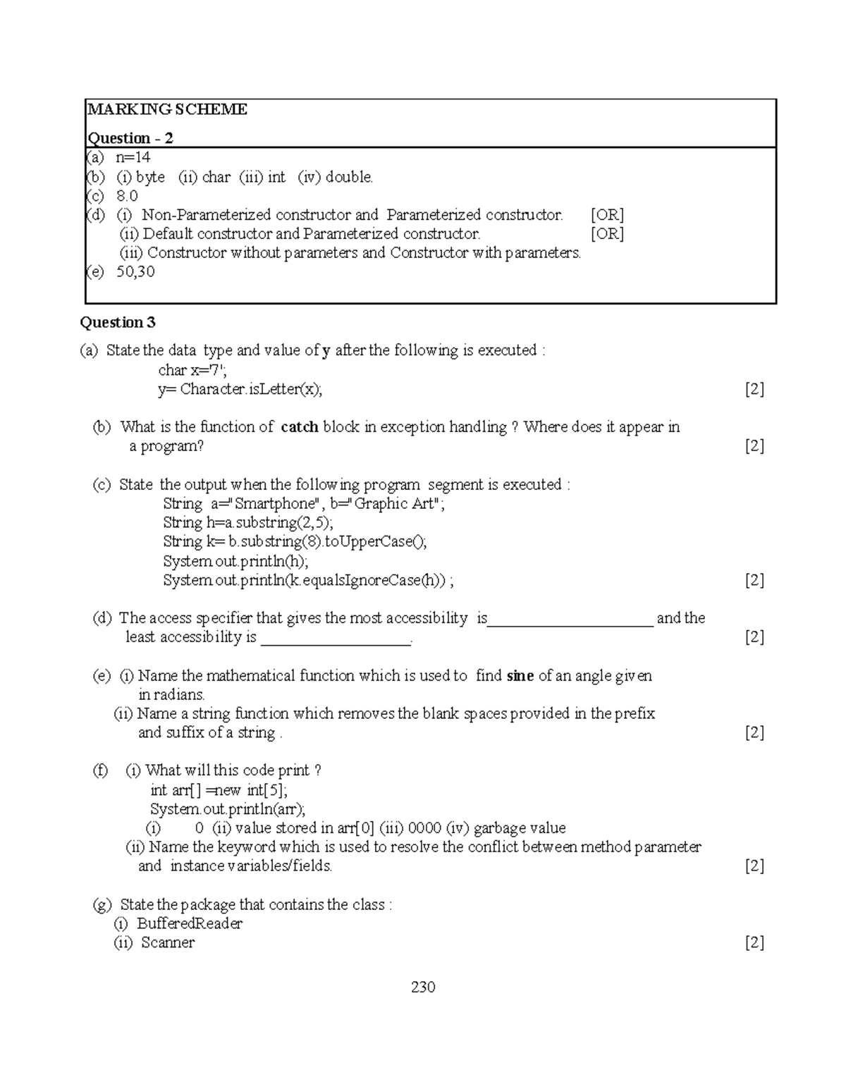 CS Uiops - Class practice materials - 230 MARKING SCHEME Question - 2 ...