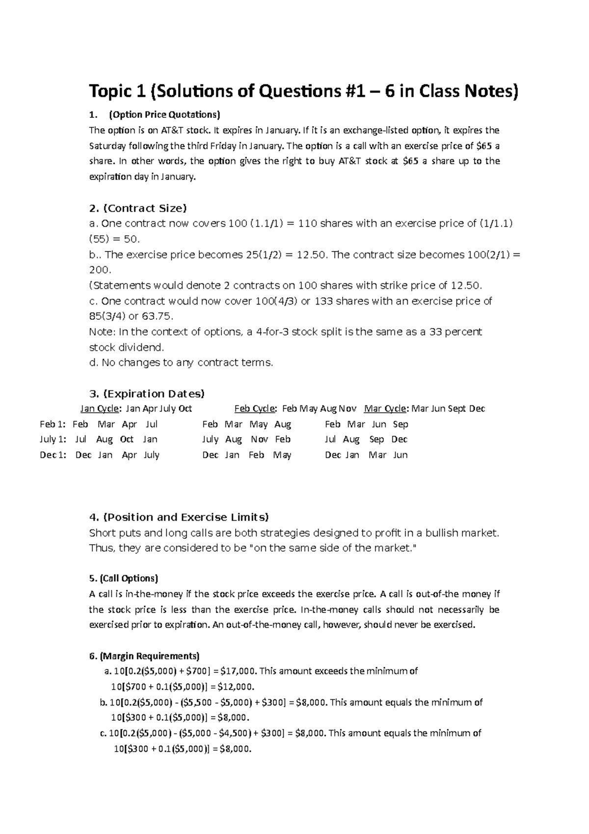 Textbook Solutions Topic 1 - Topic 1 (Solutions of Questions #1 – 6 in ...