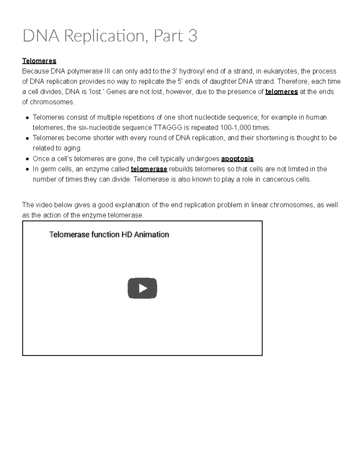 DNA Replication, Part 3 Gen Biology Intro to the Cell - Spring 2019 ...