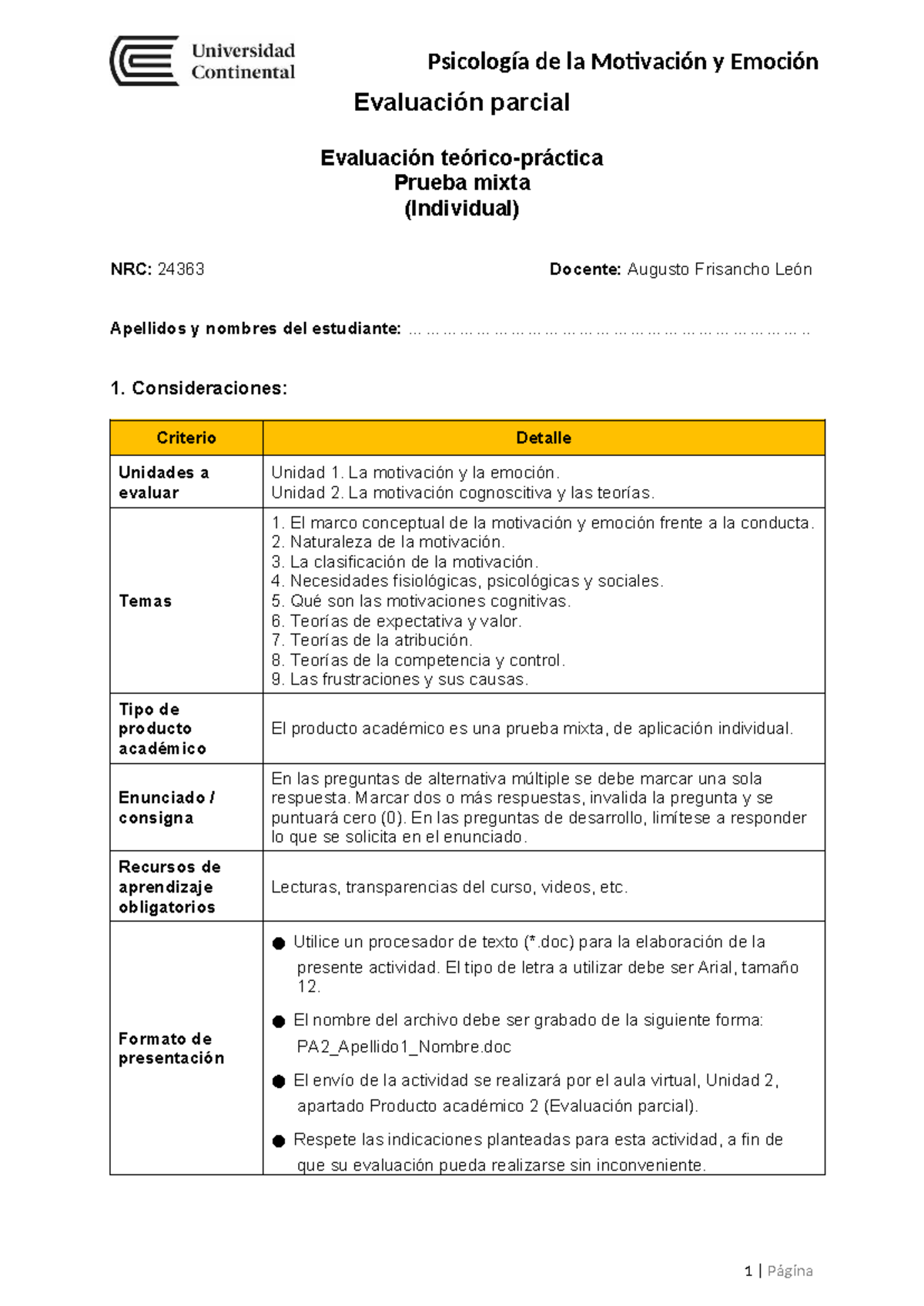 Evaluación Parcial - Evaluación parcial Evaluación teórico-práctica Prueba mixta (Individual ...