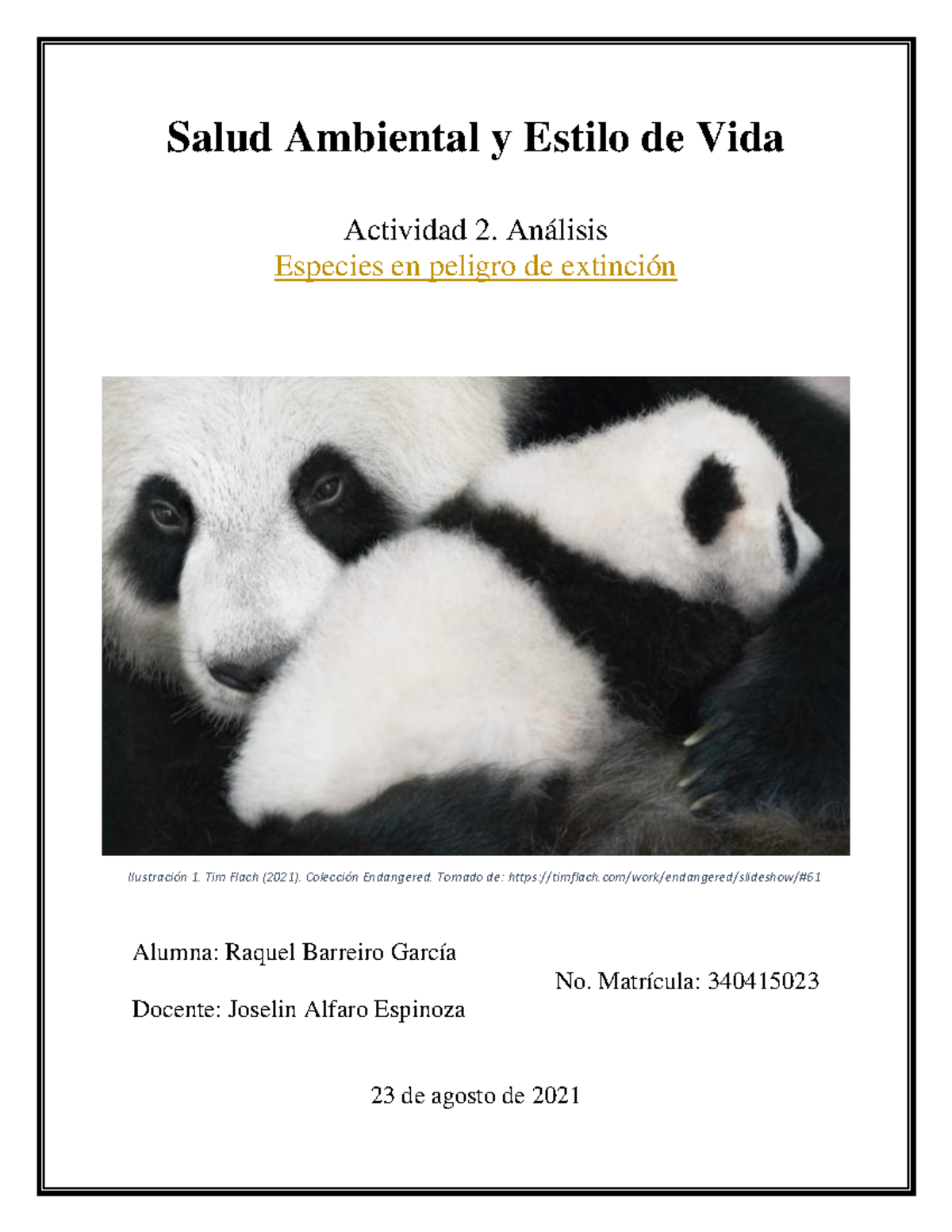 Actividad 2. Salud publica - Salud Ambiental y Estilo de Vida Actividad 2. Análisis Especies en ...