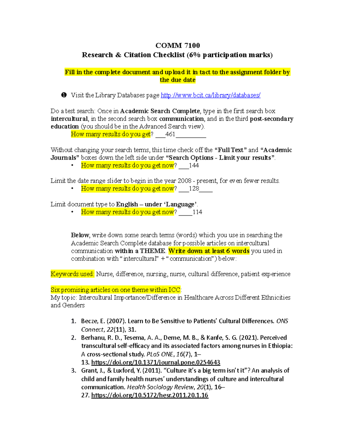 Updated 7100Research Citation Checklist - COMM 7100 Research & Citation ...