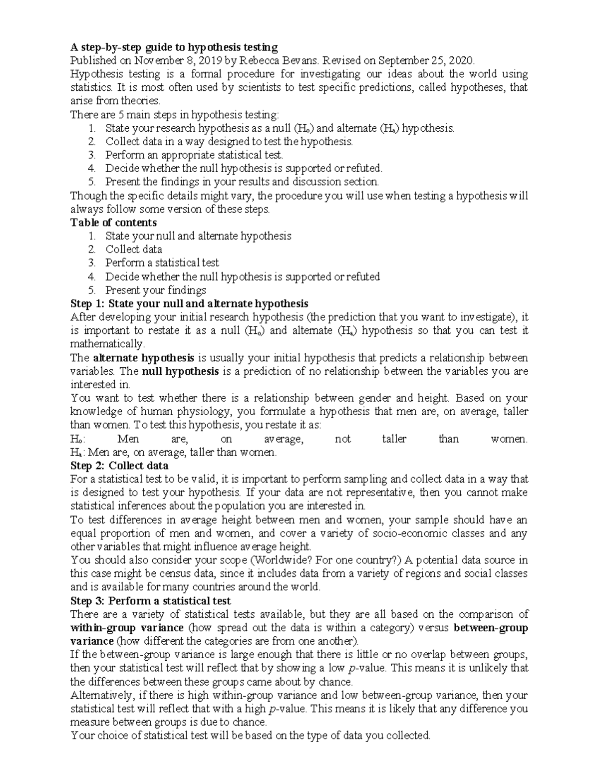 1. Statistical Hypothesis Testing - A step-by-step guide to hypothesis ...