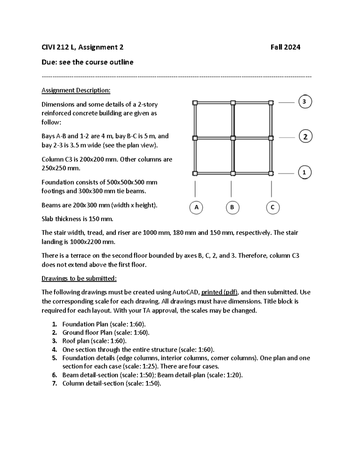 Assignment 2 - Reinforced Concrete Structures - CIVI 212 L, Assignment ...