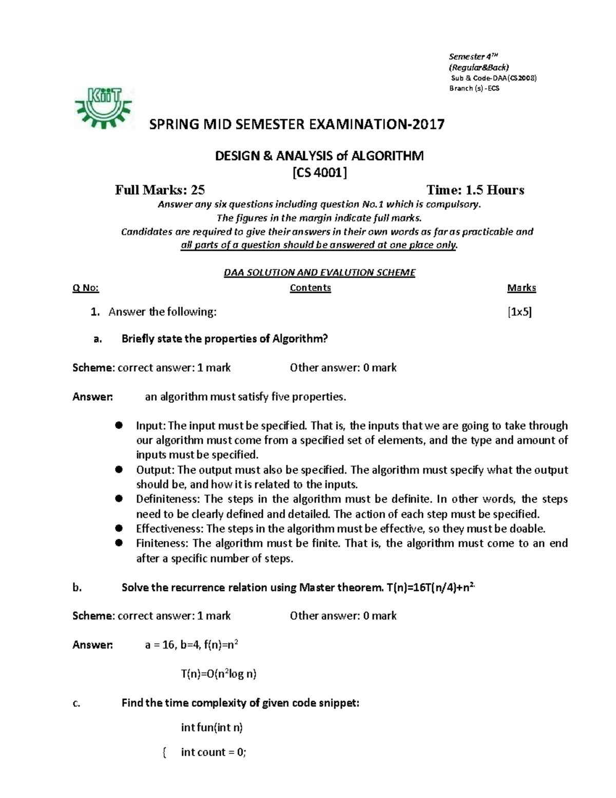 2018 DAA-SOL MID- Regular (ECS) - SPRING MID SEMESTER EXAMINATION ...