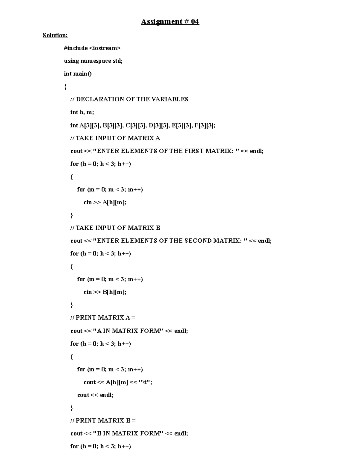 Assignment 4 Programming Fundamental Assignment 04 Solution 2937