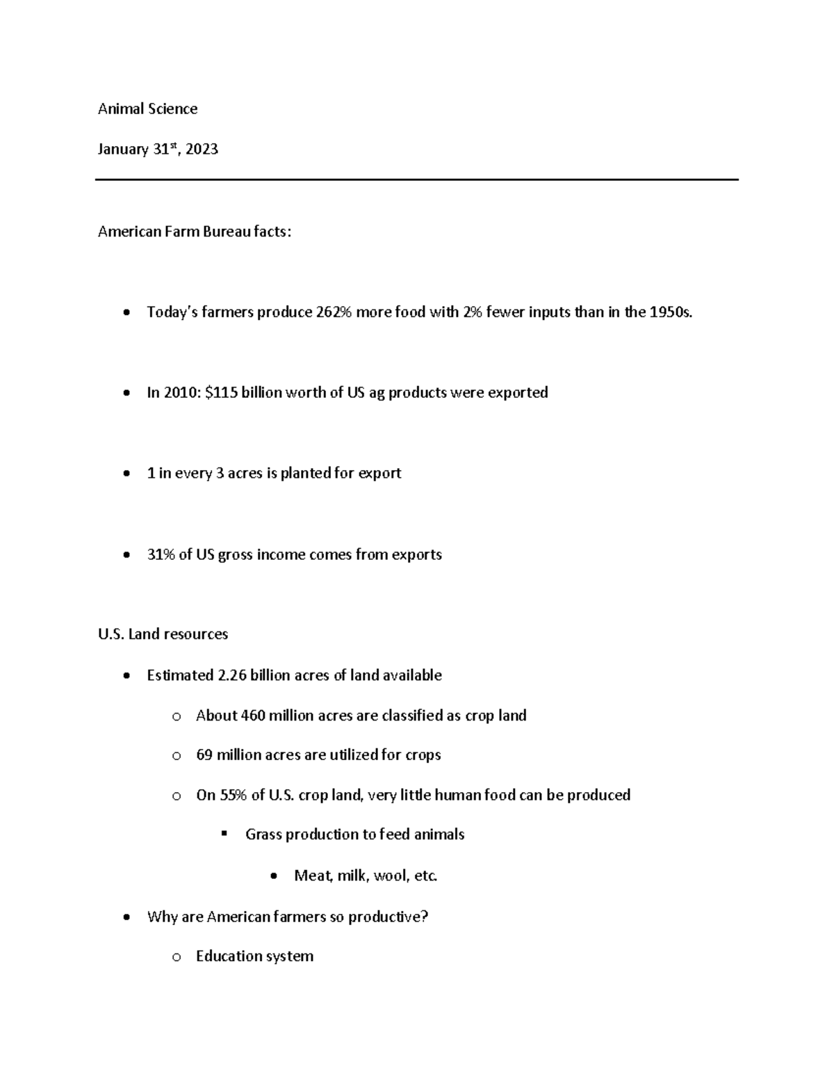 Intro to animal science 1-31 - Animal Science January 31st, 2023 ...