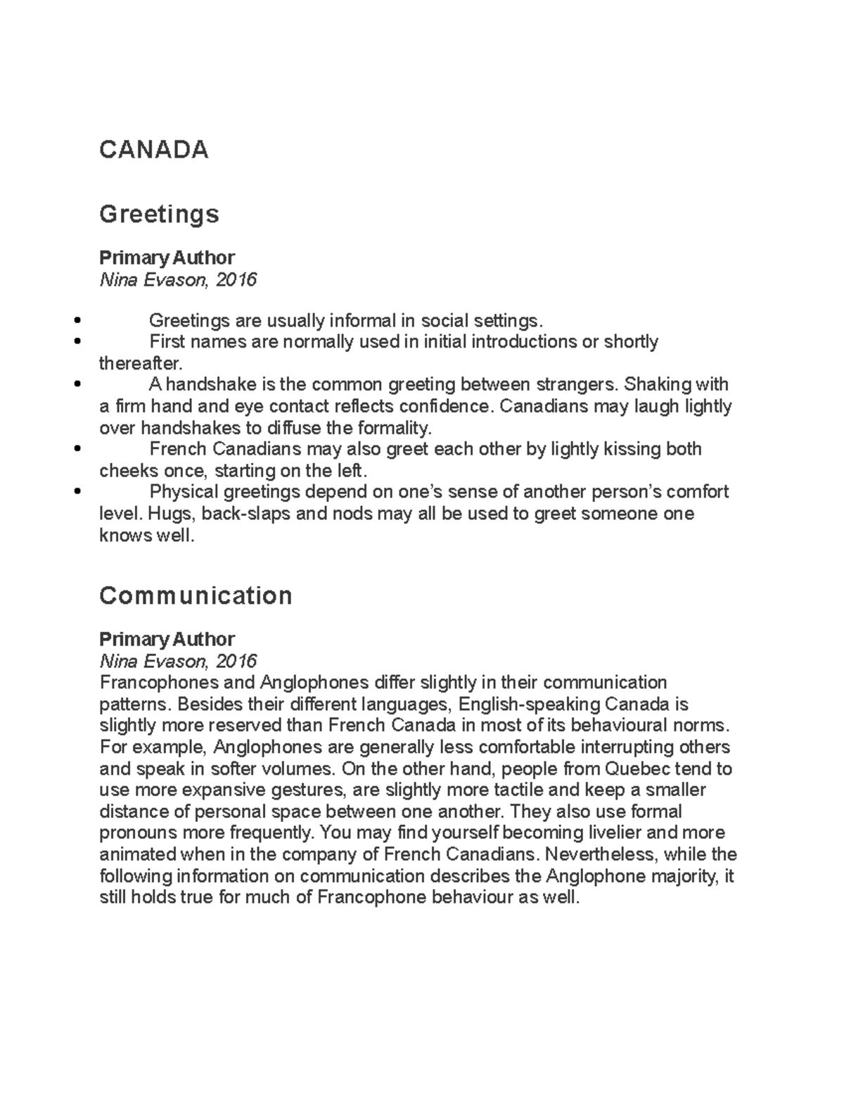 Kenya and canada draft - comparison - CANADA Greetings Primary Author ...