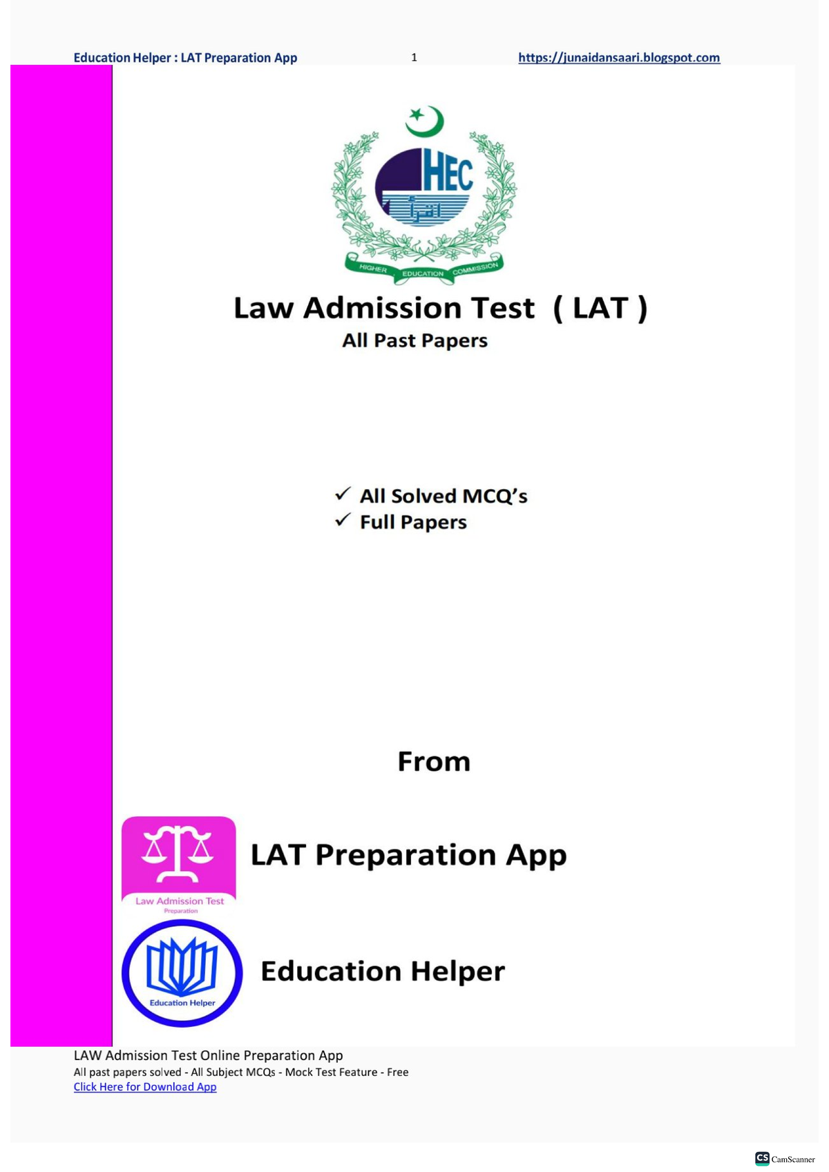 LAT all Past papers Education Helper - APM 304 - Studocu