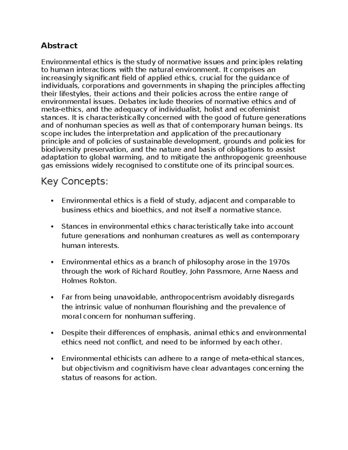 Besm - Abstract Environmental ethics is the study of normative issues ...