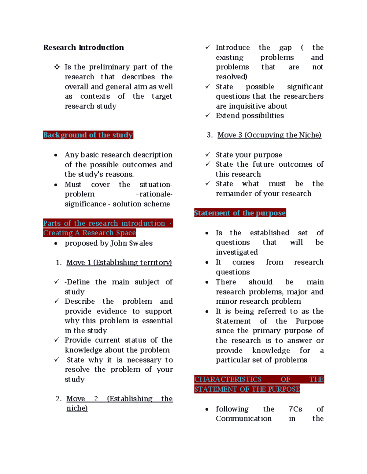 Research introduction and Research important parts - Research ...