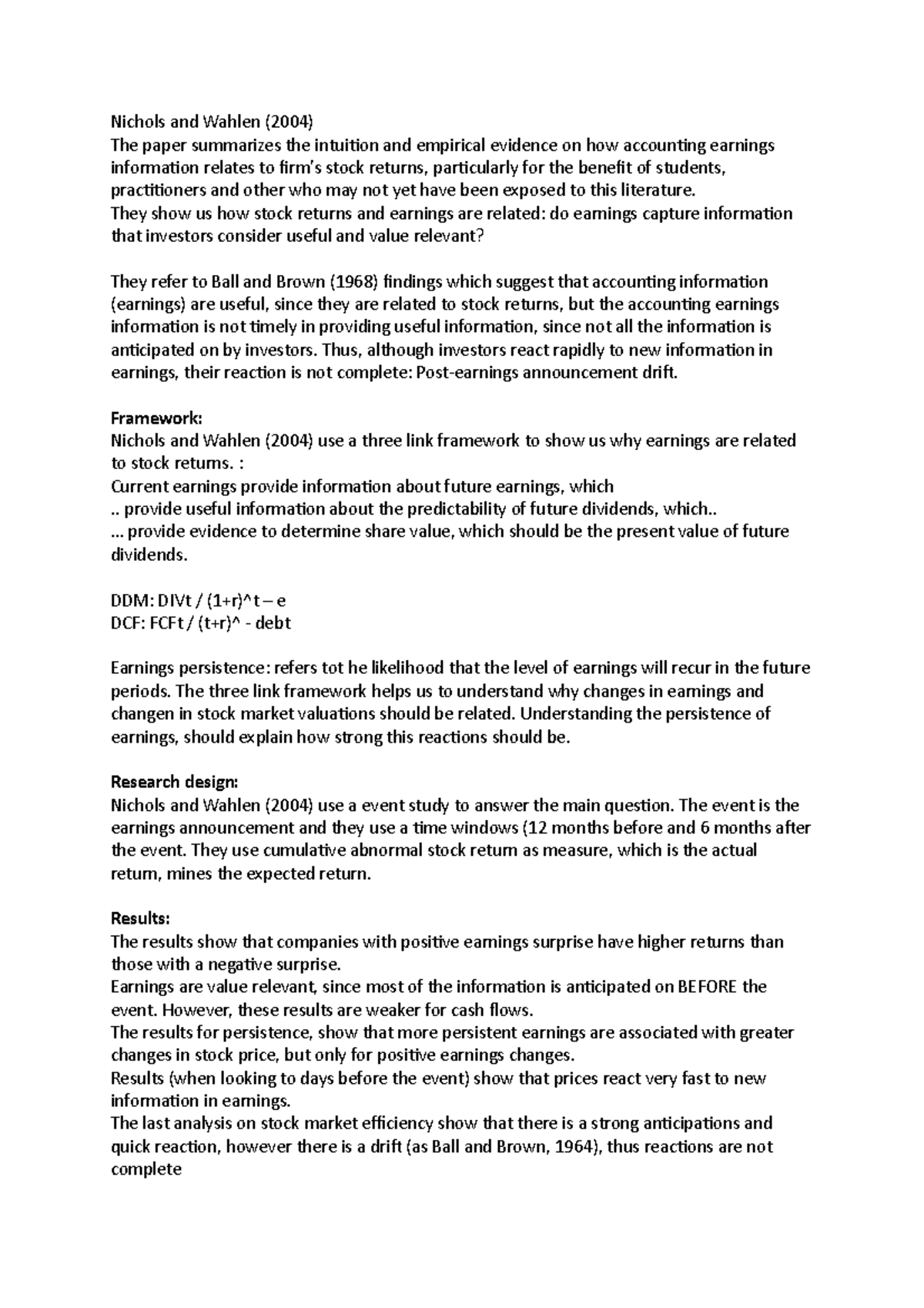 Samenvatting Financial accounting Research 2021 - Nichols and Wahlen ...